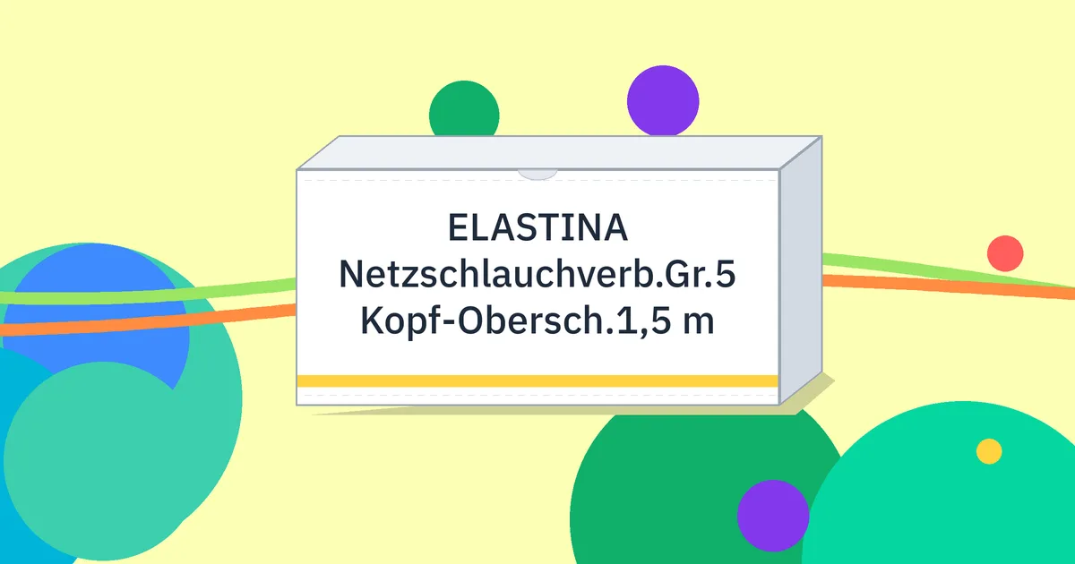 Symbolbild: Packung mit der Aufschrift ELASTINA Netzschlauchverb.Gr.5 Kopf-Obersch.1,5 m (PZN 14294318) – Verfügbarkeit und Bezug in Apotheken in Frankfurt am Main