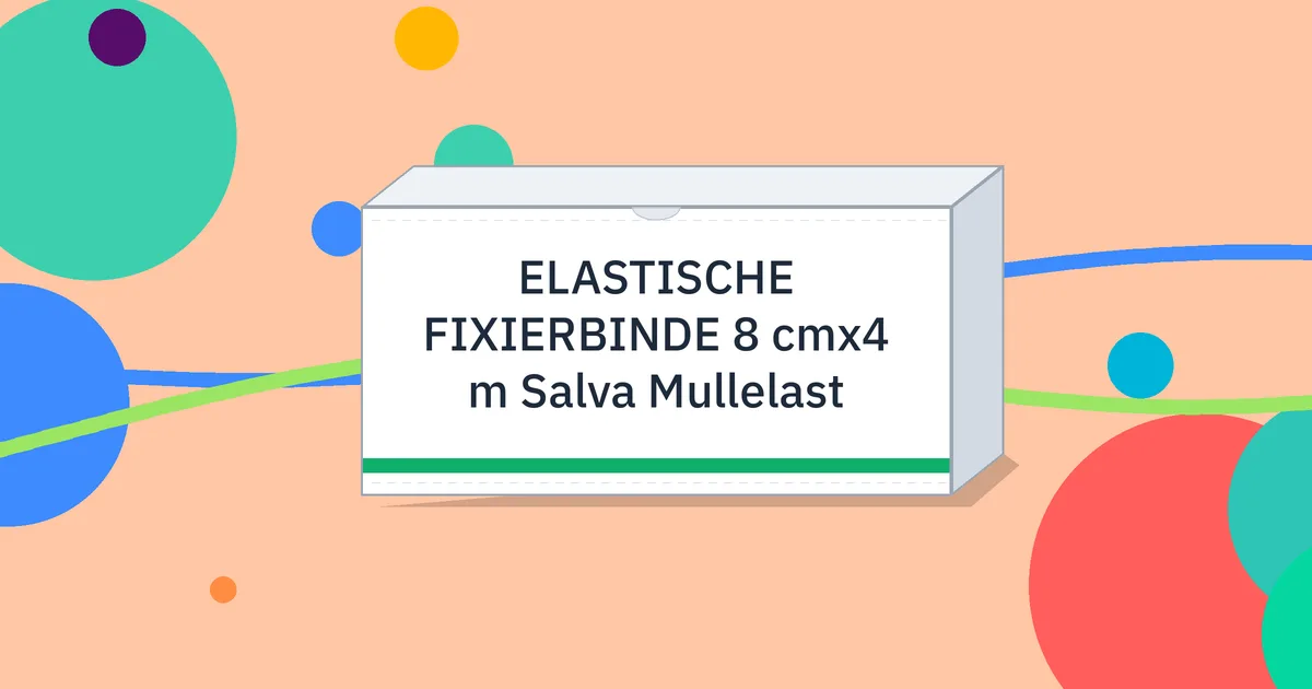 Symbolbild: Packung mit der Aufschrift ELASTISCHE FIXIERBINDE 8 cmx4 m Salva Mullelast (PZN 17152205) – Verfügbarkeit und Bezug in Apotheken in Frankfurt am Main