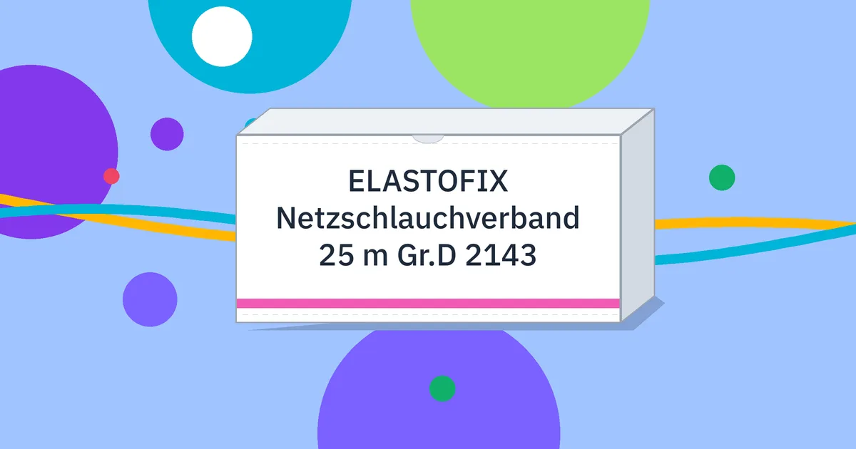 Symbolbild: Packung mit der Aufschrift ELASTOFIX Netzschlauchverband 25 m Gr.D 2143 (PZN 01647620) – Verfügbarkeit und Bezug in Apotheken in Frankfurt am Main