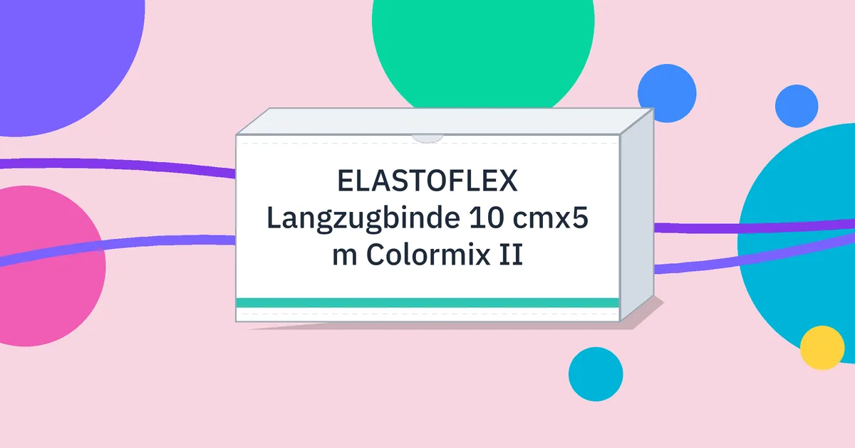 Symbolbild: Packung mit der Aufschrift ELASTOFLEX Langzugbinde 10 cmx5 m Colormix II (PZN 17175407) – Verfügbarkeit und Bezug in Apotheken in Frankfurt am Main
