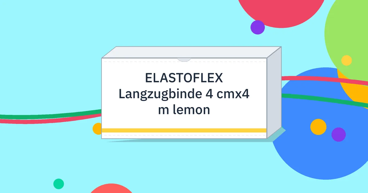 Symbolbild: Packung mit der Aufschrift ELASTOFLEX Langzugbinde 4 cmx4 m lemon (PZN 17176022) – Verfügbarkeit und Bezug in Apotheken in Frankfurt am Main