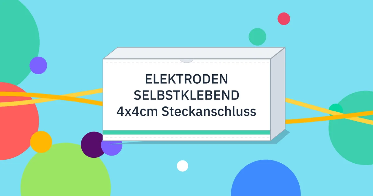 Symbolbild: Packung mit der Aufschrift ELEKTRODEN SELBSTKLEBEND 4x4cm Steckanschluss (PZN 01651372) – Verfügbarkeit und Bezug in Apotheken in Frankfurt am Main
