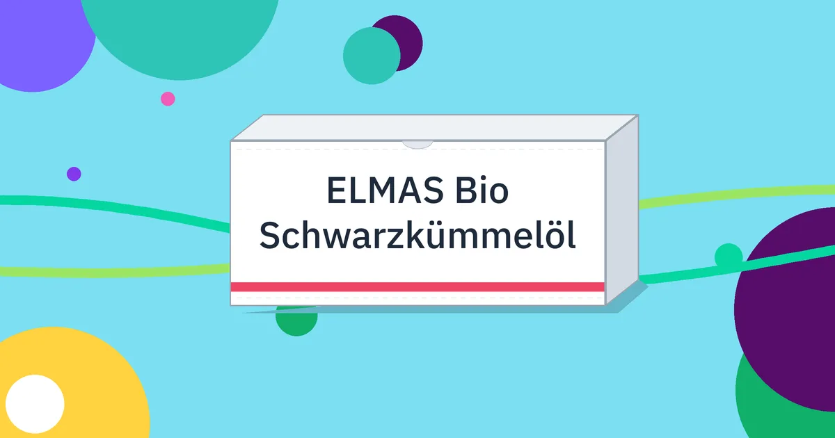 Symbolbild: Packung mit der Aufschrift ELMAS Bio Schwarzkümmelöl (PZN 13928815) – Verfügbarkeit und Bezug in Apotheken in Frankfurt am Main