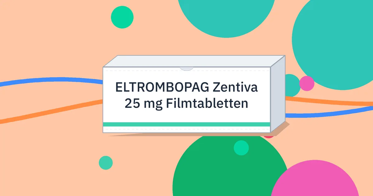 Symbolbild: Packung mit der Aufschrift ELTROMBOPAG Zentiva 25 mg Filmtabletten (PZN 19346617) – Verfügbarkeit und Bezug in Apotheken in Frankfurt am Main