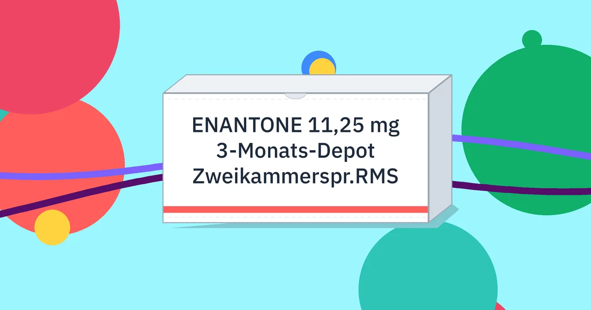 Symbolbild: Packung mit der Aufschrift ENANTONE 11,25 mg 3-Monats-Depot Zweikammerspr.RMS (PZN 11080752) – Verfügbarkeit und Bezug in Apotheken in Frankfurt am Main