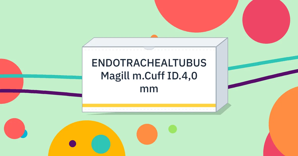 Symbolbild: Packung mit der Aufschrift ENDOTRACHEALTUBUS Magill m.Cuff ID.4,0 mm (PZN 07217665) – Verfügbarkeit und Bezug in Apotheken in Frankfurt am Main