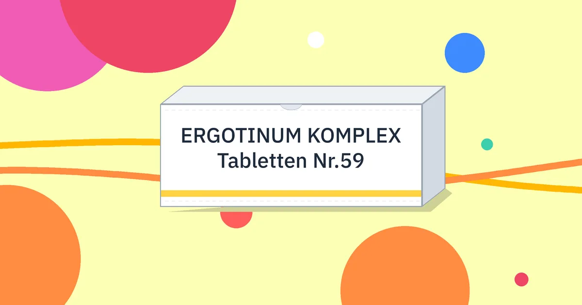 Symbolbild: Packung mit der Aufschrift ERGOTINUM KOMPLEX Tabletten Nr.59 (PZN 00341267) – Verfügbarkeit und Bezug in Apotheken in Frankfurt am Main