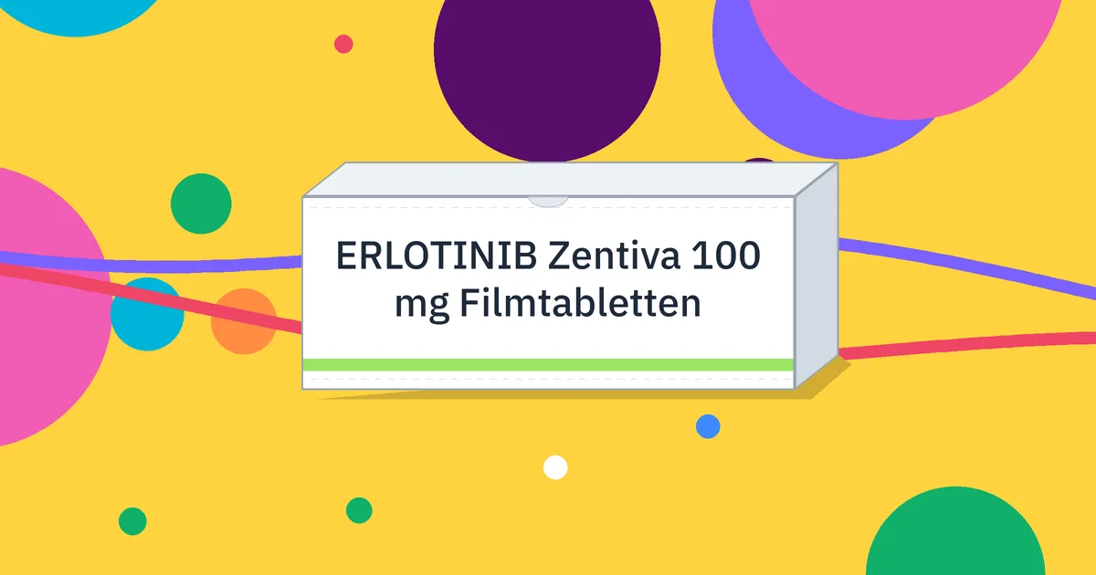 Symbolbild: Packung mit der Aufschrift ERLOTINIB Zentiva 100 mg Filmtabletten (PZN 16163951) – Verfügbarkeit und Bezug in Apotheken in Frankfurt am Main