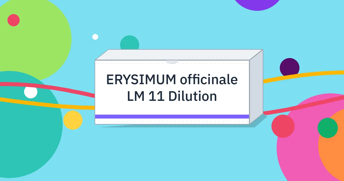 Symbolbild: Packung mit der Aufschrift ERYSIMUM officinale LM 11 Dilution (PZN 13479470) – Verfügbarkeit und Bezug in Apotheken in Frankfurt am Main