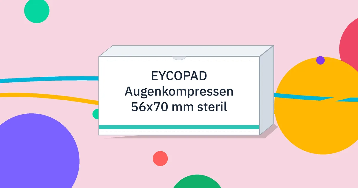 Symbolbild: Packung mit der Aufschrift EYCOPAD Augenkompressen 56x70 mm steril (PZN 12594039) – Verfügbarkeit und Bezug in Apotheken in Frankfurt am Main
