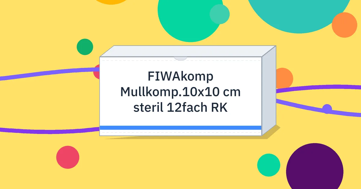 Symbolbild: Packung mit der Aufschrift FIWAkomp Mullkomp.10x10 cm steril 12fach RK (PZN 11518220) – Verfügbarkeit und Bezug in Apotheken in Frankfurt am Main