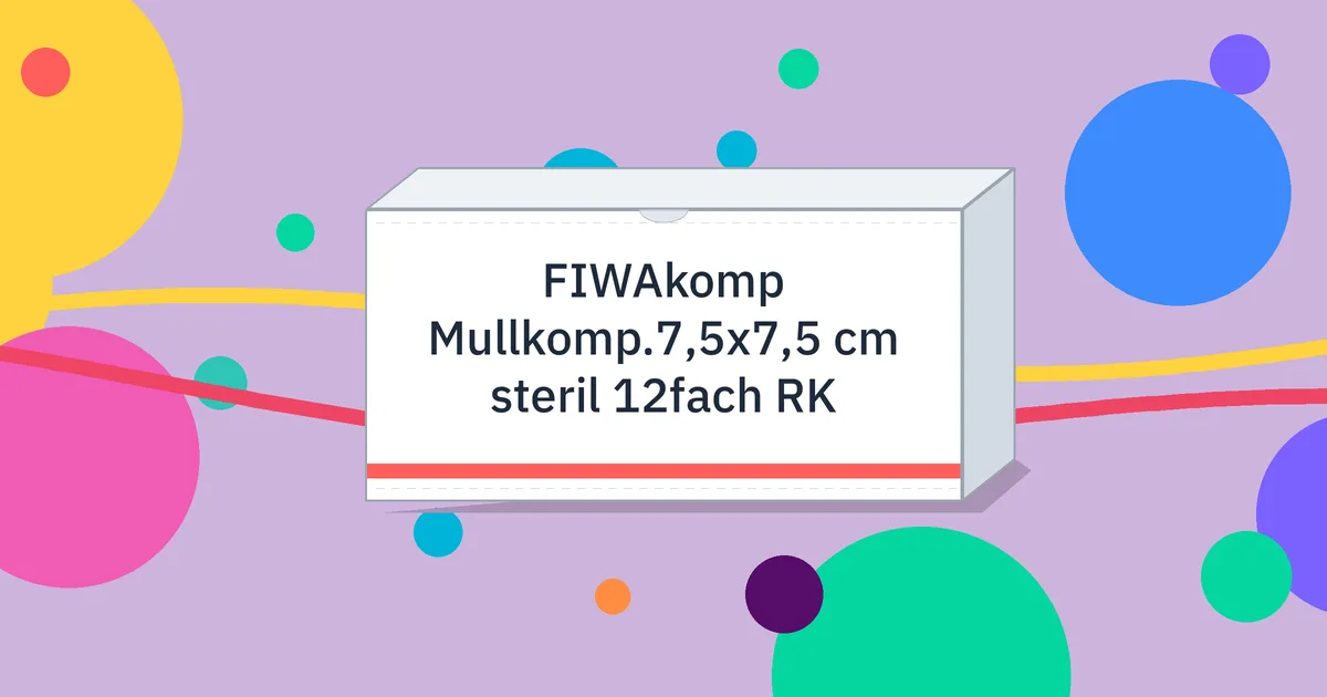 Symbolbild: Packung mit der Aufschrift FIWAkomp Mullkomp.7,5x7,5 cm steril 12fach RK (PZN 19956209) – Verfügbarkeit und Bezug in Apotheken in Frankfurt am Main