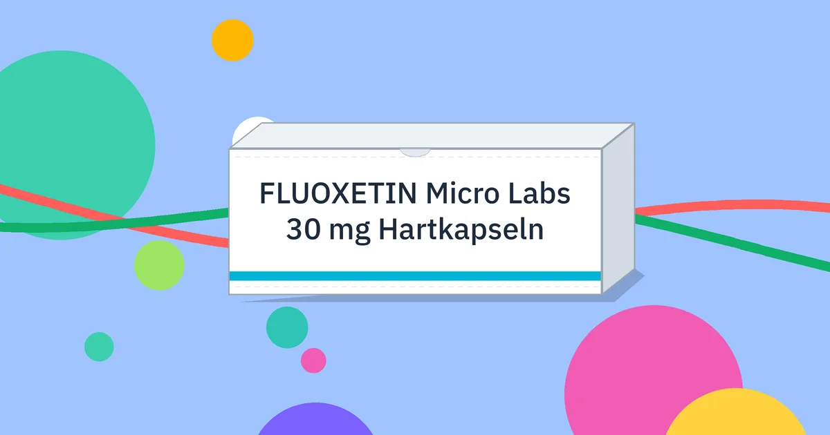 Symbolbild: Packung mit der Aufschrift FLUOXETIN Micro Labs 30 mg Hartkapseln (PZN 18354649) – Verfügbarkeit und Bezug in Apotheken in Frankfurt am Main