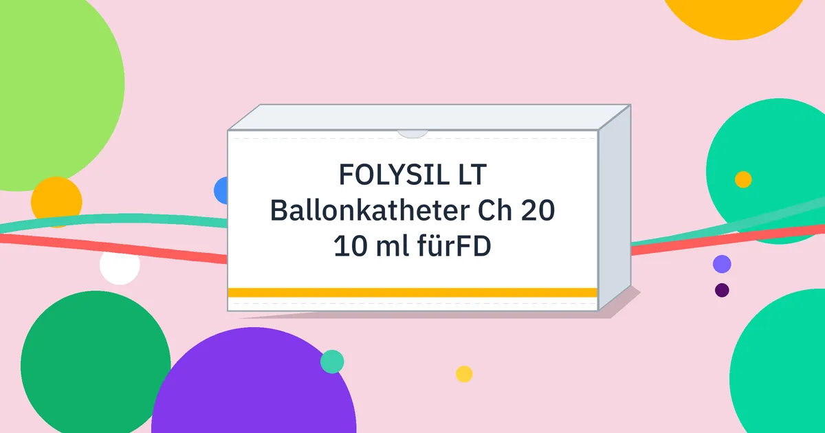 Symbolbild: Packung mit der Aufschrift FOLYSIL LT Ballonkatheter Ch 20 10 ml fürFD (PZN 16514184) – Verfügbarkeit und Bezug in Apotheken in Frankfurt am Main