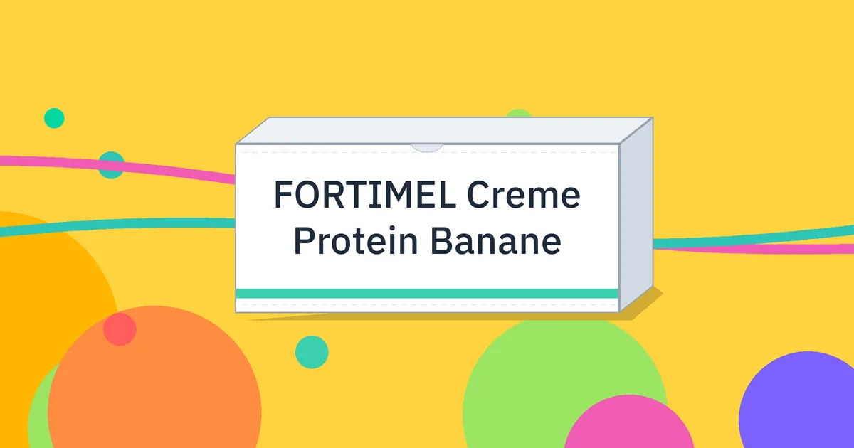 Symbolbild: Packung mit der Aufschrift FORTIMEL Creme Protein Banane (PZN 19387013) – Verfügbarkeit und Bezug in Apotheken in Frankfurt am Main