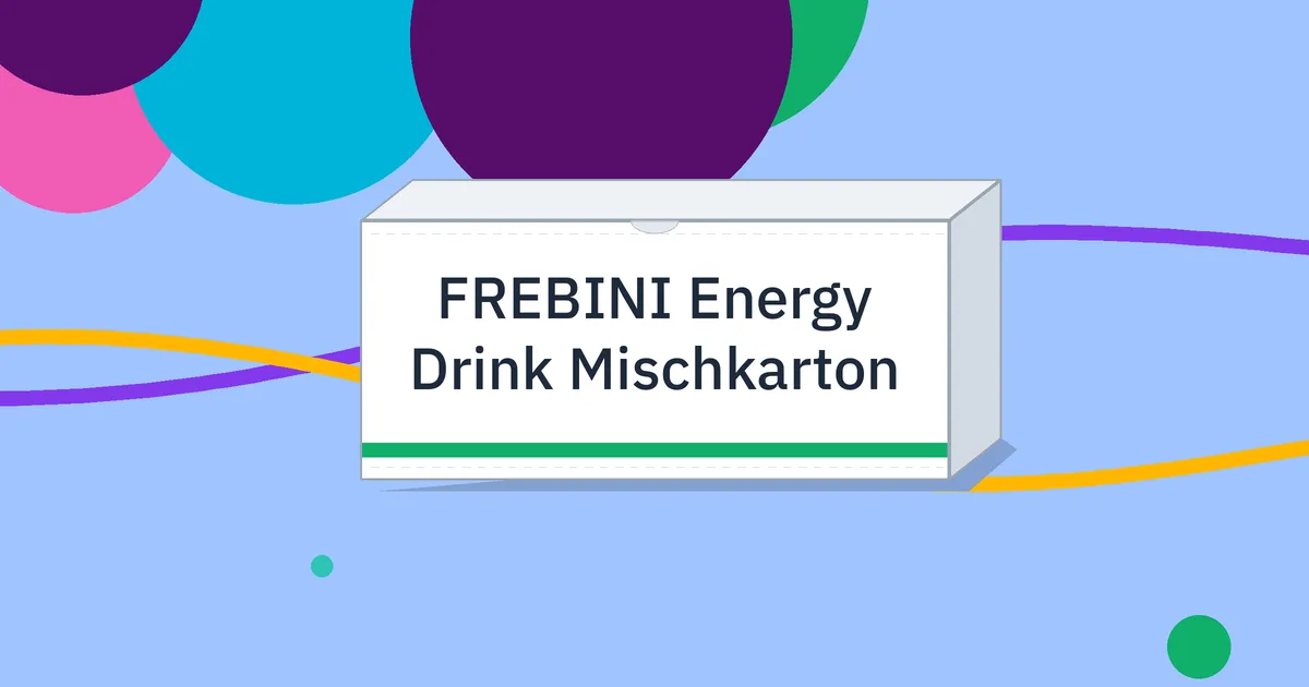 Symbolbild: Packung mit der Aufschrift FREBINI Energy Drink Mischkarton (PZN 19750867) – Verfügbarkeit und Bezug in Apotheken in Frankfurt am Main