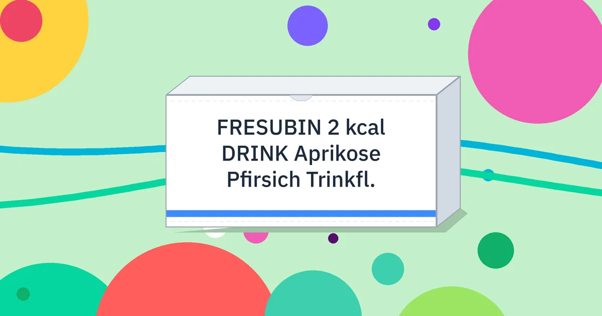 Symbolbild: Packung mit der Aufschrift FRESUBIN 2 kcal DRINK Aprikose Pfirsich Trinkfl. (PZN 06964704) – Verfügbarkeit und Bezug in Apotheken in Frankfurt am Main