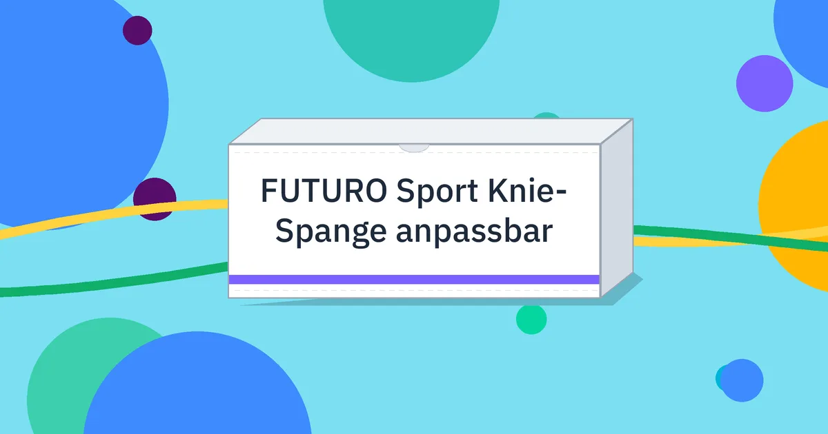 Symbolbild: Packung mit der Aufschrift FUTURO Sport Knie-Spange anpassbar (PZN 06825977) – Verfügbarkeit und Bezug in Apotheken in Frankfurt am Main
