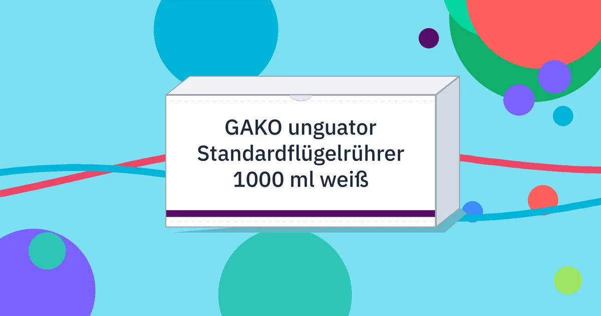 Symbolbild: Packung mit der Aufschrift GAKO unguator Standardflügelrührer 1000 ml weiß (PZN 11603782) – Verfügbarkeit und Bezug in Apotheken in Frankfurt am Main