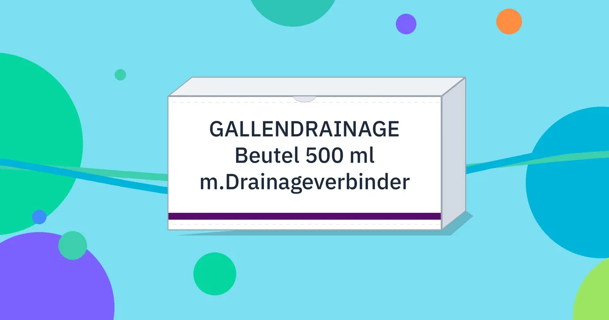 Symbolbild: Packung mit der Aufschrift GALLENDRAINAGE Beutel 500 ml m.Drainageverbinder (PZN 16667918) – Verfügbarkeit und Bezug in Apotheken in Frankfurt am Main