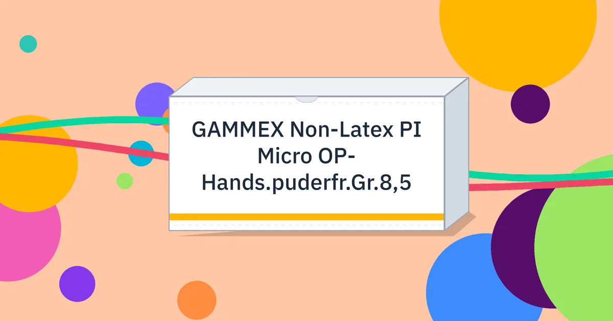 Symbolbild: Packung mit der Aufschrift GAMMEX Non-Latex PI Micro OP-Hands.puderfr.Gr.8,5 (PZN 11614886) – Verfügbarkeit und Bezug in Apotheken in Frankfurt am Main