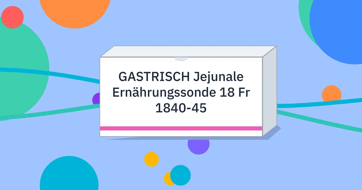Symbolbild: Packung mit der Aufschrift GASTRISCH Jejunale Ernährungssonde 18 Fr 1840-45 (PZN 14345085) – Verfügbarkeit und Bezug in Apotheken in Frankfurt am Main