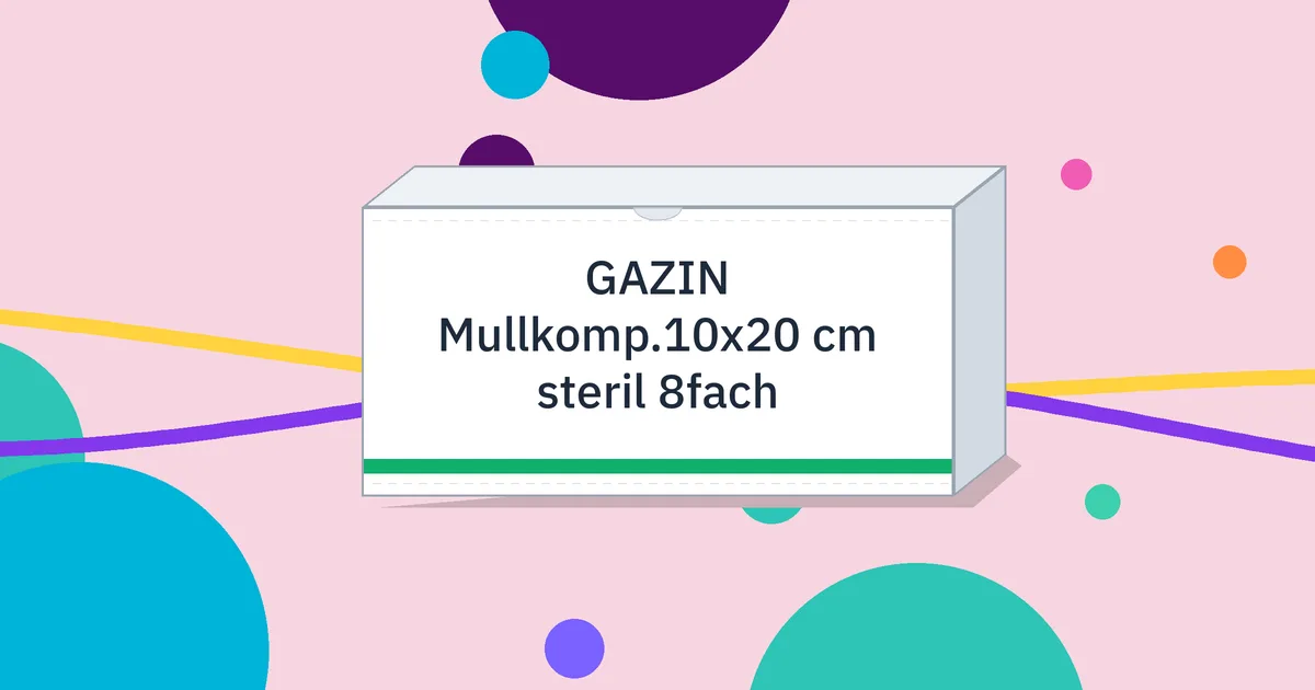 Symbolbild: Packung mit der Aufschrift GAZIN Mullkomp.10x20 cm steril 8fach (PZN 03449077) – Verfügbarkeit und Bezug in Apotheken in Frankfurt am Main