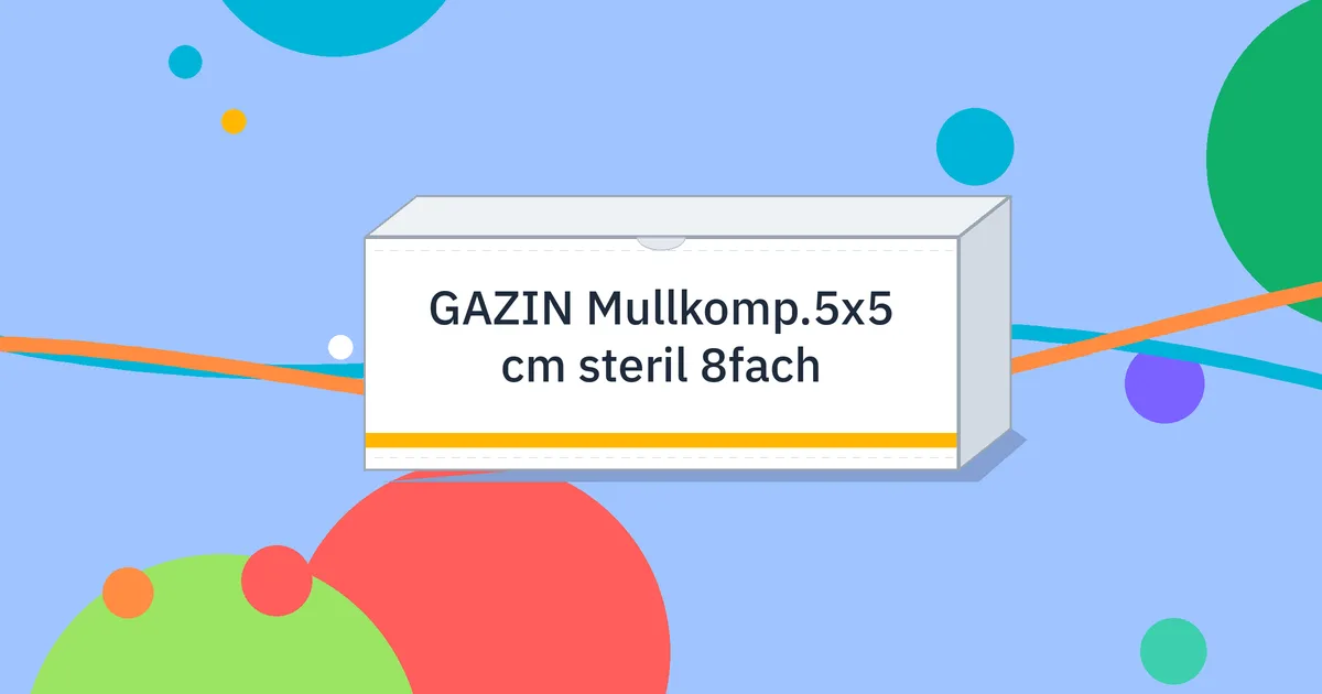 Symbolbild: Packung mit der Aufschrift GAZIN Mullkomp.5x5 cm steril 8fach (PZN 05984099) – Verfügbarkeit und Bezug in Apotheken in Frankfurt am Main