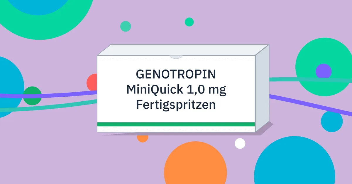 Symbolbild: Packung mit der Aufschrift GENOTROPIN MiniQuick 1,0 mg Fertigspritzen (PZN 03000963) – Verfügbarkeit und Bezug in Apotheken in Frankfurt am Main