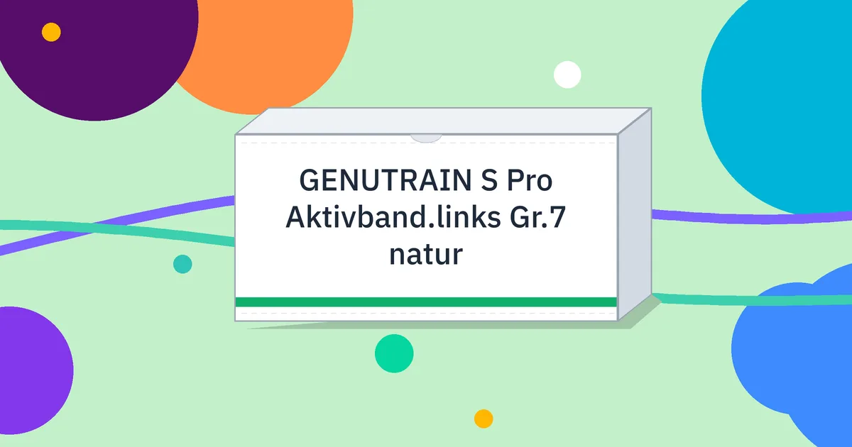 Symbolbild: Packung mit der Aufschrift GENUTRAIN S Pro Aktivband.links Gr.7 natur (PZN 11228887) – Verfügbarkeit und Bezug in Apotheken in Frankfurt am Main