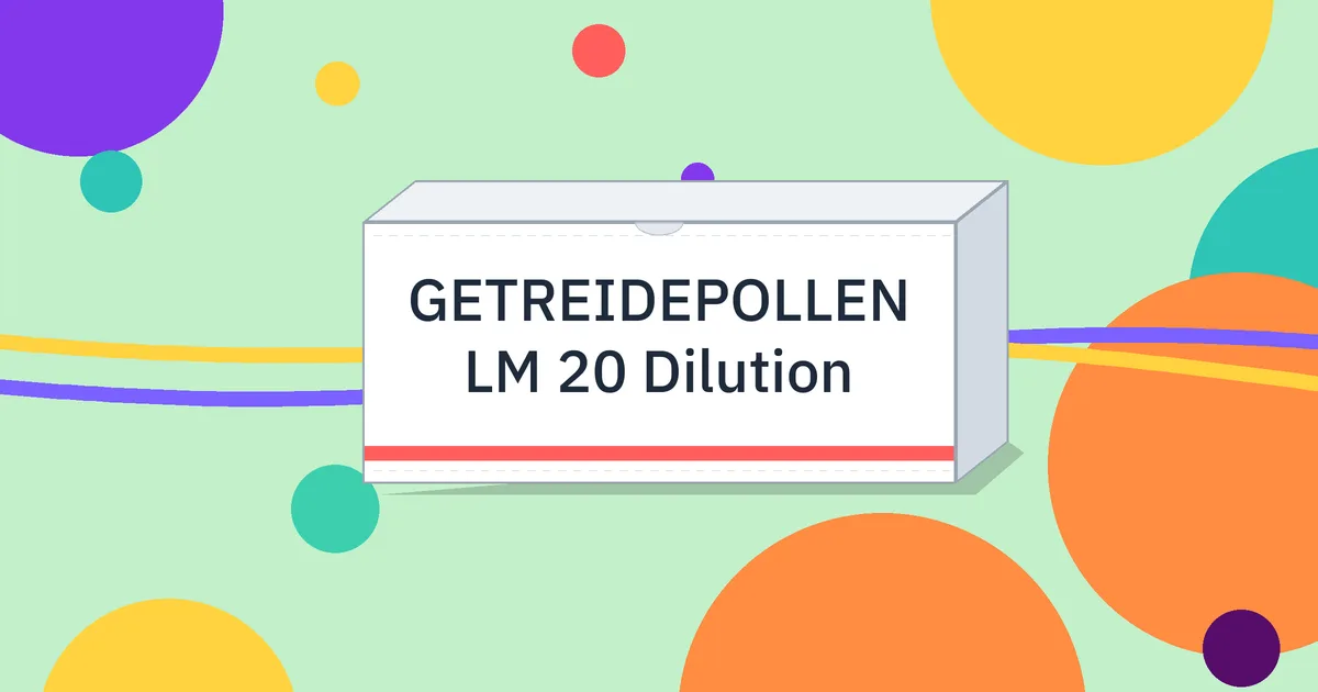 Symbolbild: Packung mit der Aufschrift GETREIDEPOLLEN LM 20 Dilution (PZN 12877719) – Verfügbarkeit und Bezug in Apotheken in Frankfurt am Main