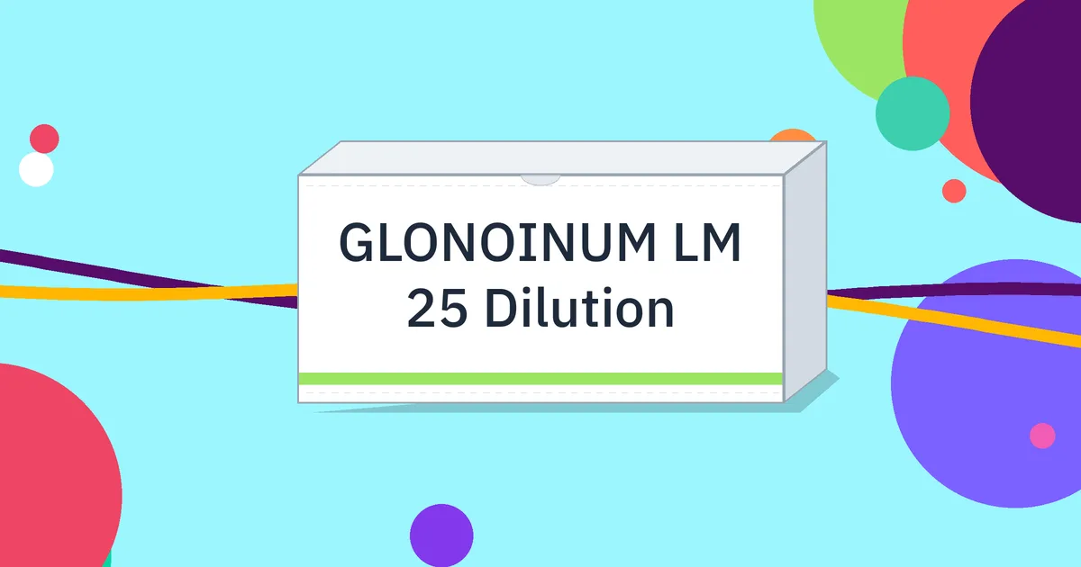 Symbolbild: Packung mit der Aufschrift GLONOINUM LM 25 Dilution (PZN 12879115) – Verfügbarkeit und Bezug in Apotheken in Frankfurt am Main