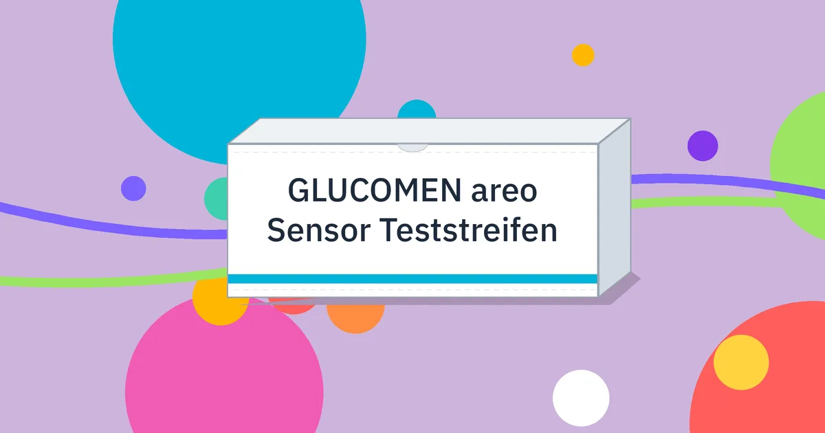 Symbolbild: Packung mit der Aufschrift GLUCOMEN areo Sensor Teststreifen (PZN 14023192) – Verfügbarkeit und Bezug in Apotheken in Frankfurt am Main