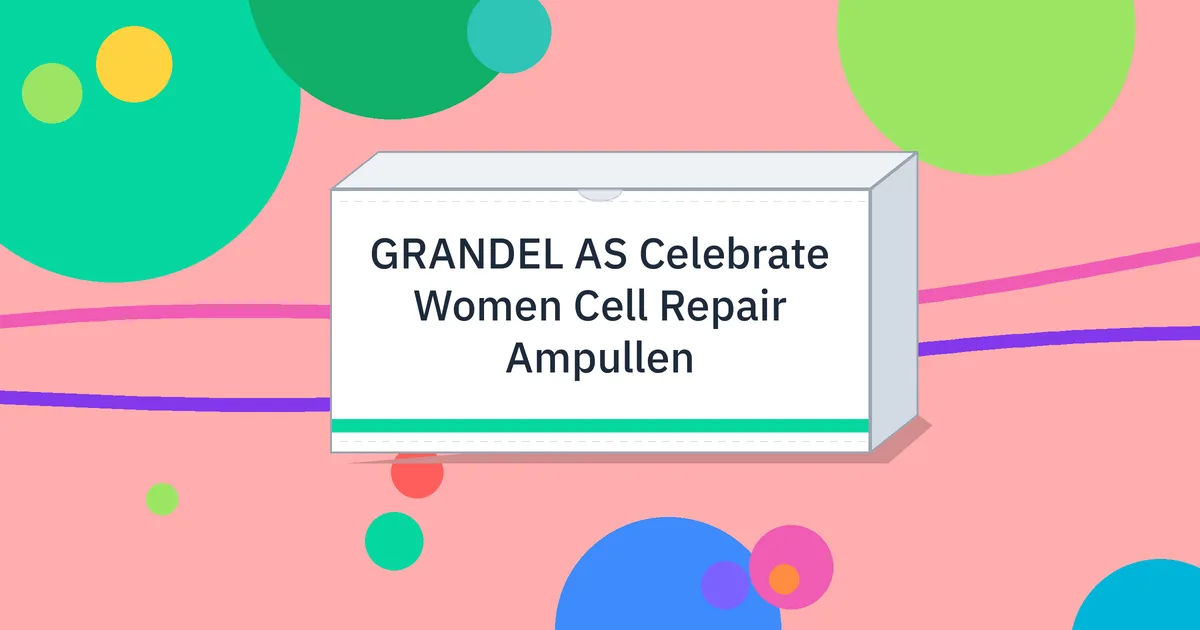 Symbolbild: Packung mit der Aufschrift GRANDEL AS Celebrate Women Cell Repair Ampullen (PZN 19495139) – Verfügbarkeit und Bezug in Apotheken in Frankfurt am Main