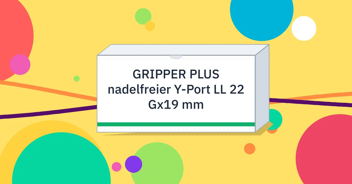 Symbolbild: Packung mit der Aufschrift GRIPPER PLUS nadelfreier Y-Port LL 22 Gx19 mm (PZN 09676207) – Verfügbarkeit und Bezug in Apotheken in Frankfurt am Main