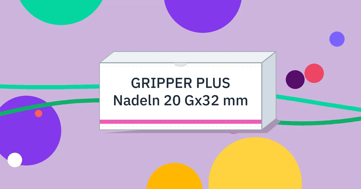 Symbolbild: Packung mit der Aufschrift GRIPPER PLUS Nadeln 20 Gx32 mm (PZN 00435838) – Verfügbarkeit und Bezug in Apotheken in Frankfurt am Main