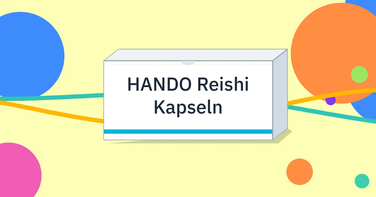 Symbolbild: Packung mit der Aufschrift HANDO Reishi Kapseln (PZN 01243259) – Verfügbarkeit und Bezug in Apotheken in Frankfurt am Main