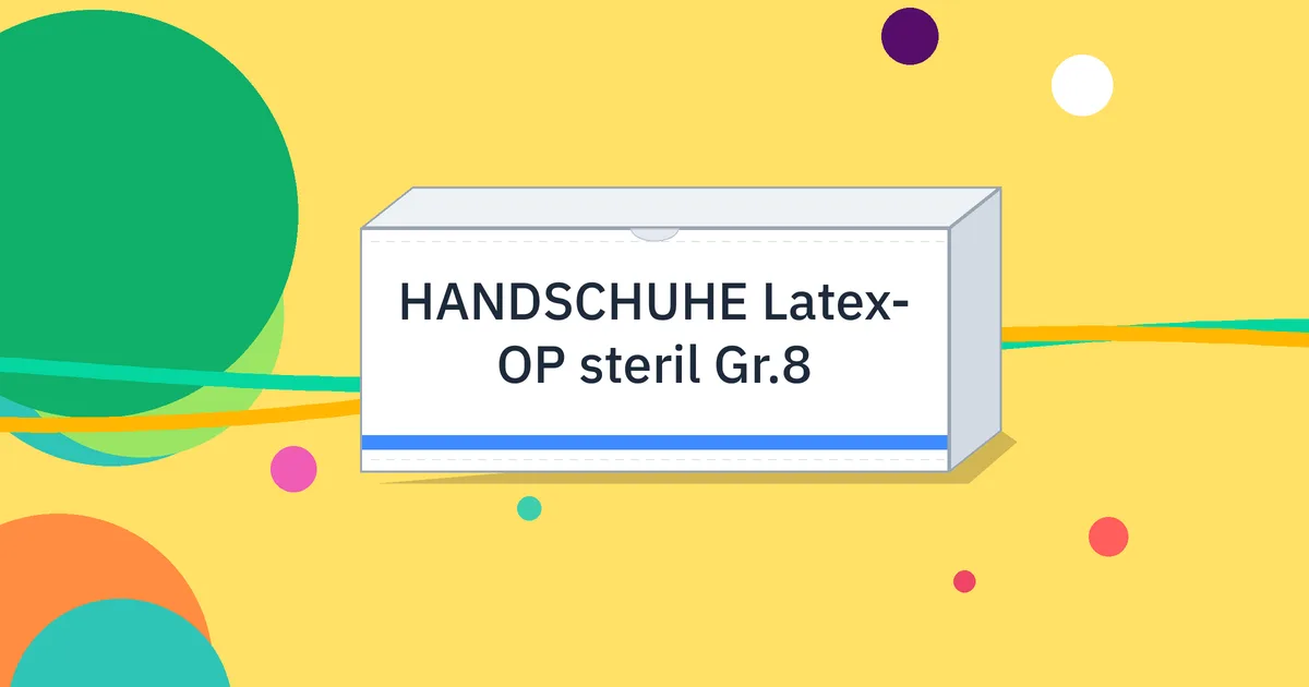 Symbolbild: Packung mit der Aufschrift HANDSCHUHE Latex-OP steril Gr.8 (PZN 04521575) – Verfügbarkeit und Bezug in Apotheken in Frankfurt am Main