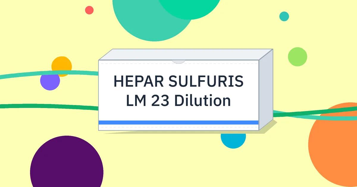 Symbolbild: Packung mit der Aufschrift HEPAR SULFURIS LM 23 Dilution (PZN 12887557) – Verfügbarkeit und Bezug in Apotheken in Frankfurt am Main