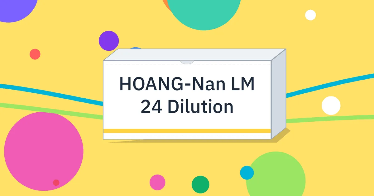 Symbolbild: Packung mit der Aufschrift HOANG-Nan LM 24 Dilution (PZN 12889415) – Verfügbarkeit und Bezug in Apotheken in Frankfurt am Main