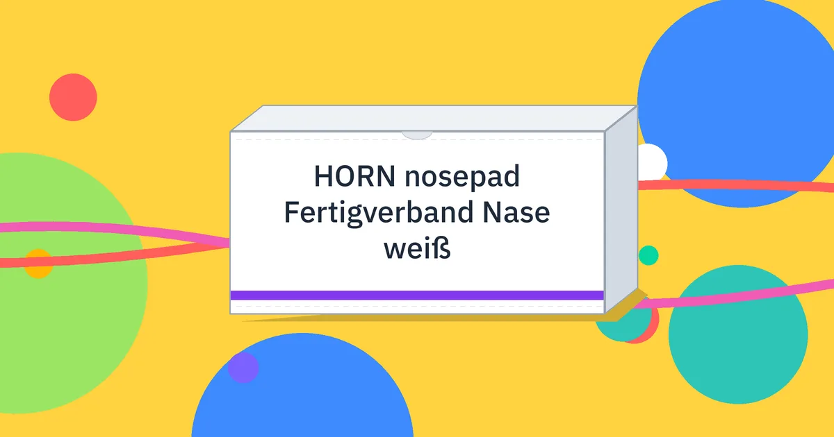 Symbolbild: Packung mit der Aufschrift HORN nosepad Fertigverband Nase weiß (PZN 04664719) – Verfügbarkeit und Bezug in Apotheken in Frankfurt am Main