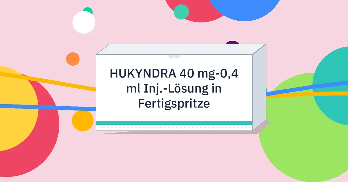 Symbolbild: Packung mit der Aufschrift HUKYNDRA 40 mg-0,4 ml Inj.-Lösung in Fertigspritze (PZN 18260204) – Verfügbarkeit und Bezug in Apotheken in Frankfurt am Main