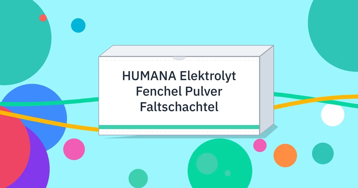 Symbolbild: Packung mit der Aufschrift HUMANA Elektrolyt Fenchel Pulver Faltschachtel (PZN 15394393) – Verfügbarkeit und Bezug in Apotheken in Frankfurt am Main