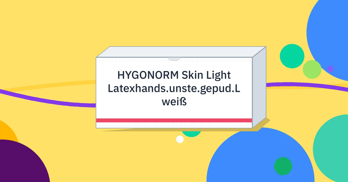 Symbolbild: Packung mit der Aufschrift HYGONORM Skin Light Latexhands.unste.gepud.L weiß (PZN 20772609) – Verfügbarkeit und Bezug in Apotheken in Frankfurt am Main