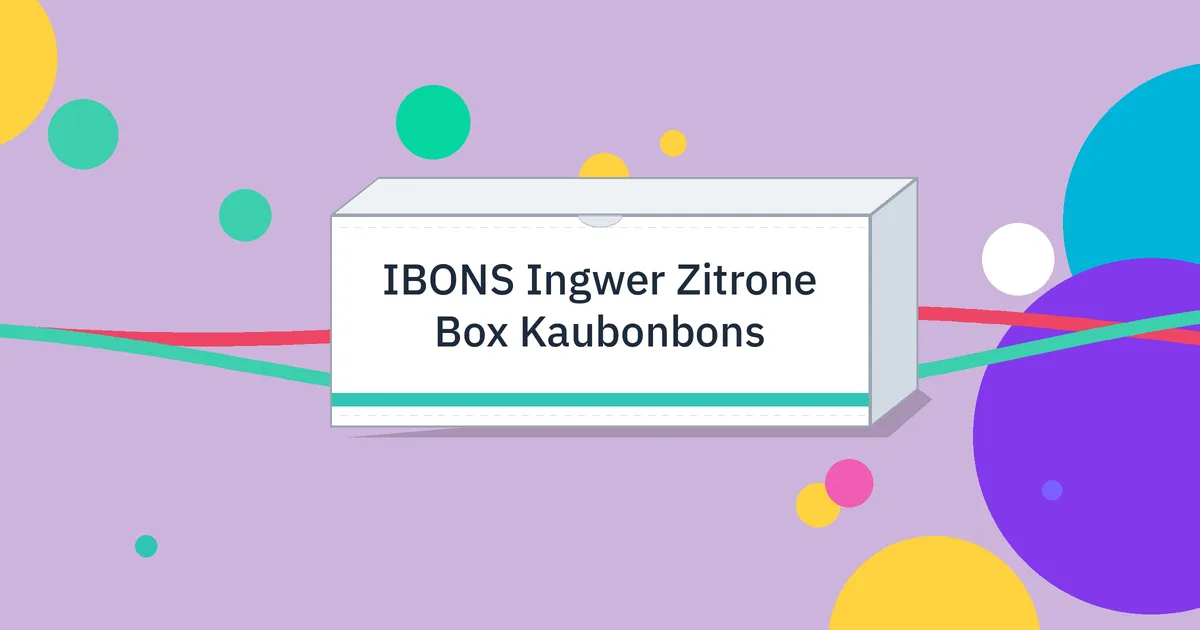 Symbolbild: Packung mit der Aufschrift IBONS Ingwer Zitrone Box Kaubonbons (PZN 16884567) – Verfügbarkeit und Bezug in Apotheken in Frankfurt am Main
