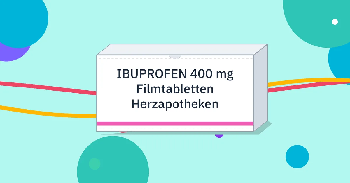 Symbolbild: Packung mit der Aufschrift IBUPROFEN 400 mg Filmtabletten Herzapotheken (PZN 12472402) – Verfügbarkeit und Bezug in Apotheken in Frankfurt am Main
