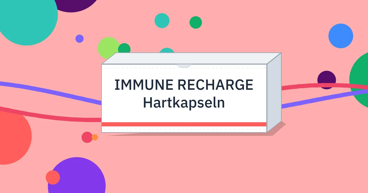 Symbolbild: Packung mit der Aufschrift IMMUNE RECHARGE Hartkapseln (PZN 20062032) – Verfügbarkeit und Bezug in Apotheken in Frankfurt am Main