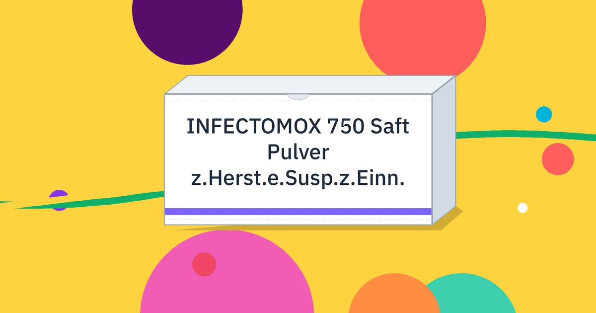 Symbolbild: Packung mit der Aufschrift INFECTOMOX 750 Saft Pulver z.Herst.e.Susp.z.Einn. (PZN 04835351) – Verfügbarkeit und Bezug in Apotheken in Frankfurt am Main