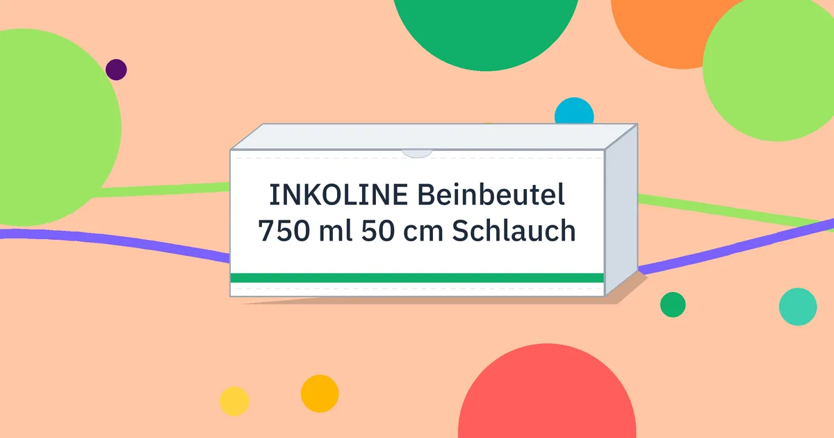Symbolbild: Packung mit der Aufschrift INKOLINE Beinbeutel 750 ml 50 cm Schlauch (PZN 09522763) – Verfügbarkeit und Bezug in Apotheken in Frankfurt am Main