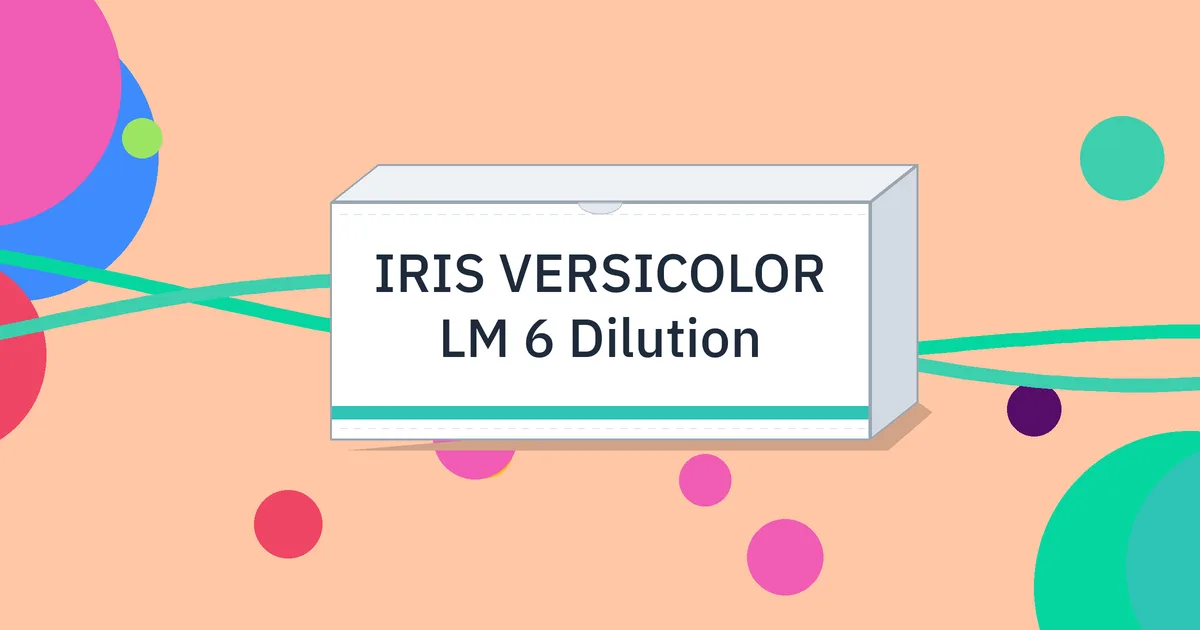 Symbolbild: Packung mit der Aufschrift IRIS VERSICOLOR LM 6 Dilution (PZN 03504741) – Verfügbarkeit und Bezug in Apotheken in Frankfurt am Main